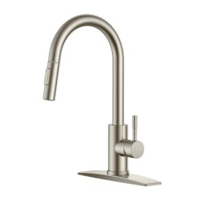 forious kitchen faucets, brushed nickel kitchen faucet with pull down sprayer, kitchen sink faucet stainless steel, high arc gooseneck classic faucet for kitchen sink, bar, farmhouse, laundry