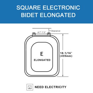 Combier Square Electronic Bidet Toilet Seat, Smart, Self Cleaning Hydroflush, Hybrid Heating, Heated Dryer, Nightlight, Vortex Wash, remote control, CMA105S-S