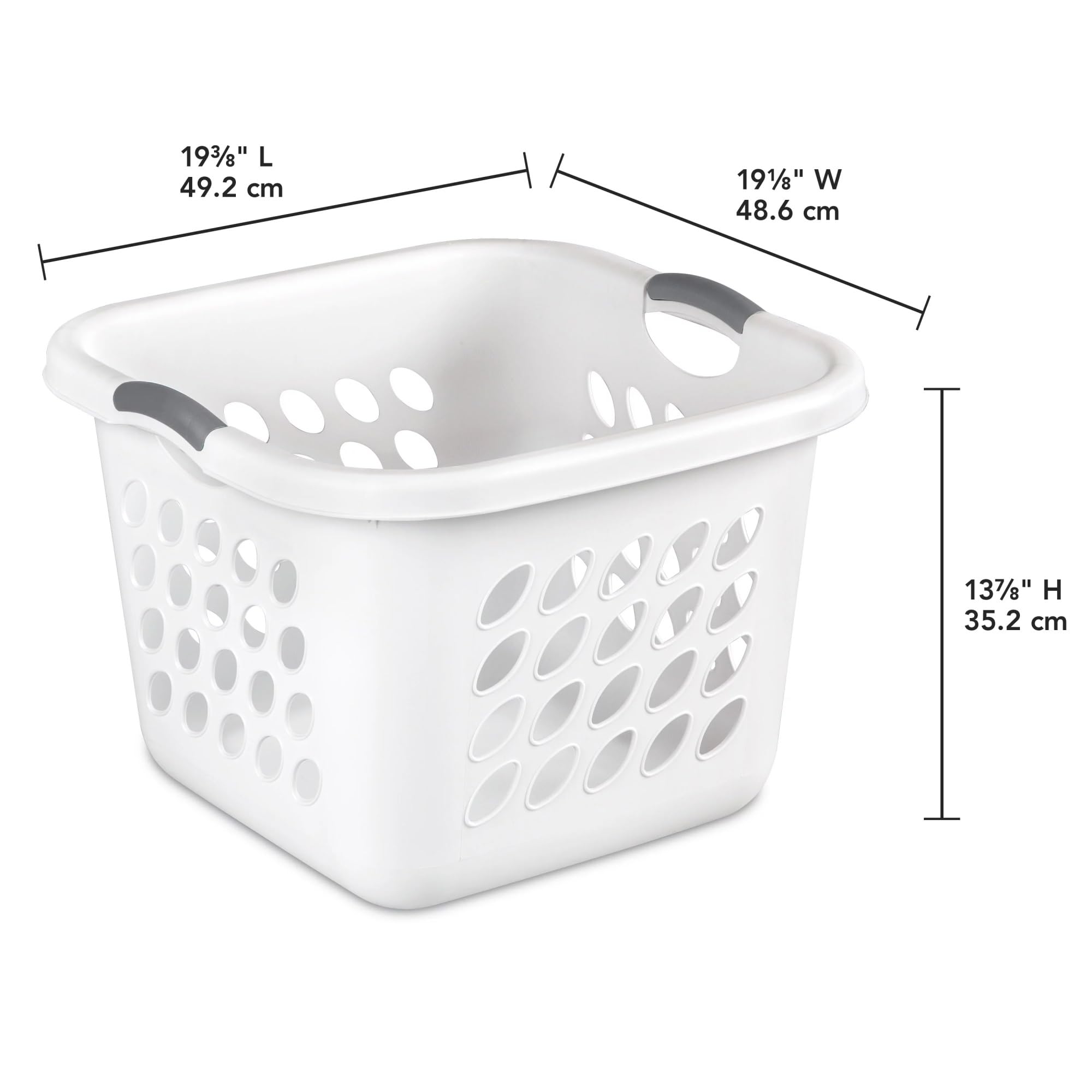 PEtbon 1.5 Storage Bushel Square Laundry Basket Plastic, Laundry Hamper White