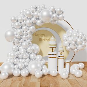 hykjnbw 137pcs pearl white balloon garland kit, latex party balloons arch for birthday baby shower wedding engagement anniversary christmas party decorations