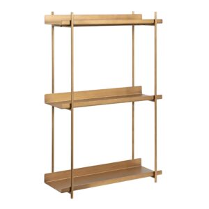 kate and laurel dominic modern metal bathroom shelf, 20 x 7 x 30, dark gold, sleek glam 3-tier floating shelves for wall decor, display, and over toilet storage