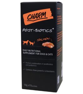 charm squeezable paste probiotic vitamins supplement for cat & dog- for digestion, diarrhea, constipation allergy, hair balls, acts as stool softener- suitable for over 3 mth old senior (salmon)