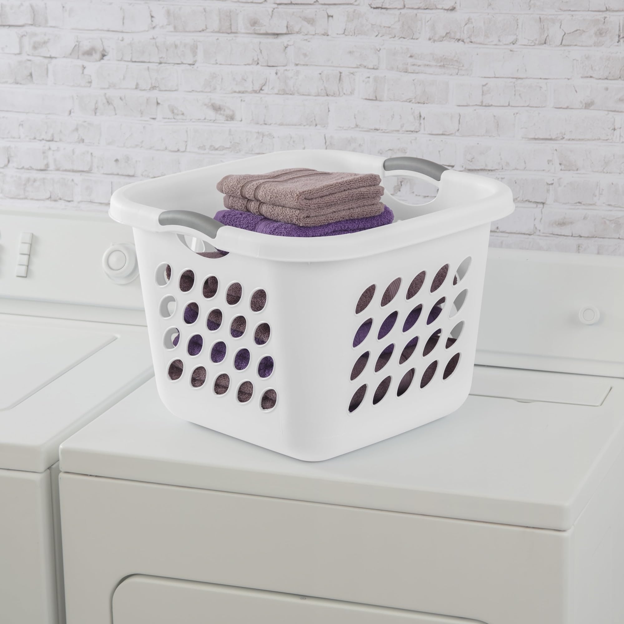 PEtbon 1.5 Storage Bushel Square Laundry Basket Plastic, Laundry Hamper White