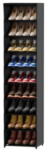 fiducial home 18 pairs shoe cubby 9 tiers covered shoe rack shelf storage organizer tall narrow space saving for entryway closet