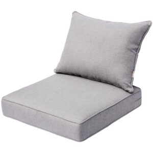 ovios outdoor cushion set patio furniture cushions with removable cover water resistant fade resistant thick bottom deep seat cushion and back cushion for sofa chair couch, 24 x 24 inch, grey