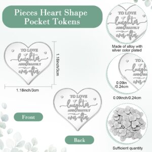 Tandefio 50 Sets Wedding Favors for Guests Bulk Heart Shaped Tokens Thank You Cards with Organza Gift Bags Party Souvenirs for Wedding Bridal Shower Love Laughter and Happily Ever After Tokens