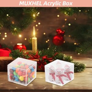 MUXHEL 30 Pcs Clear Acrylic Boxes, 2.1" x 2.1" x 1.7" Small Acrylic Box with Lid, Plastic Acrylic Gift Boxes for Display Tiny Jewelry and Collecting Action Figures Toys