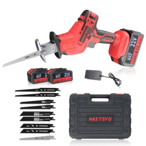 reciprocating saw cordless， battery operated sawzall with 9 saw blades for wood & metal, trees, pvc cutting, and fast charger/efficient cutting