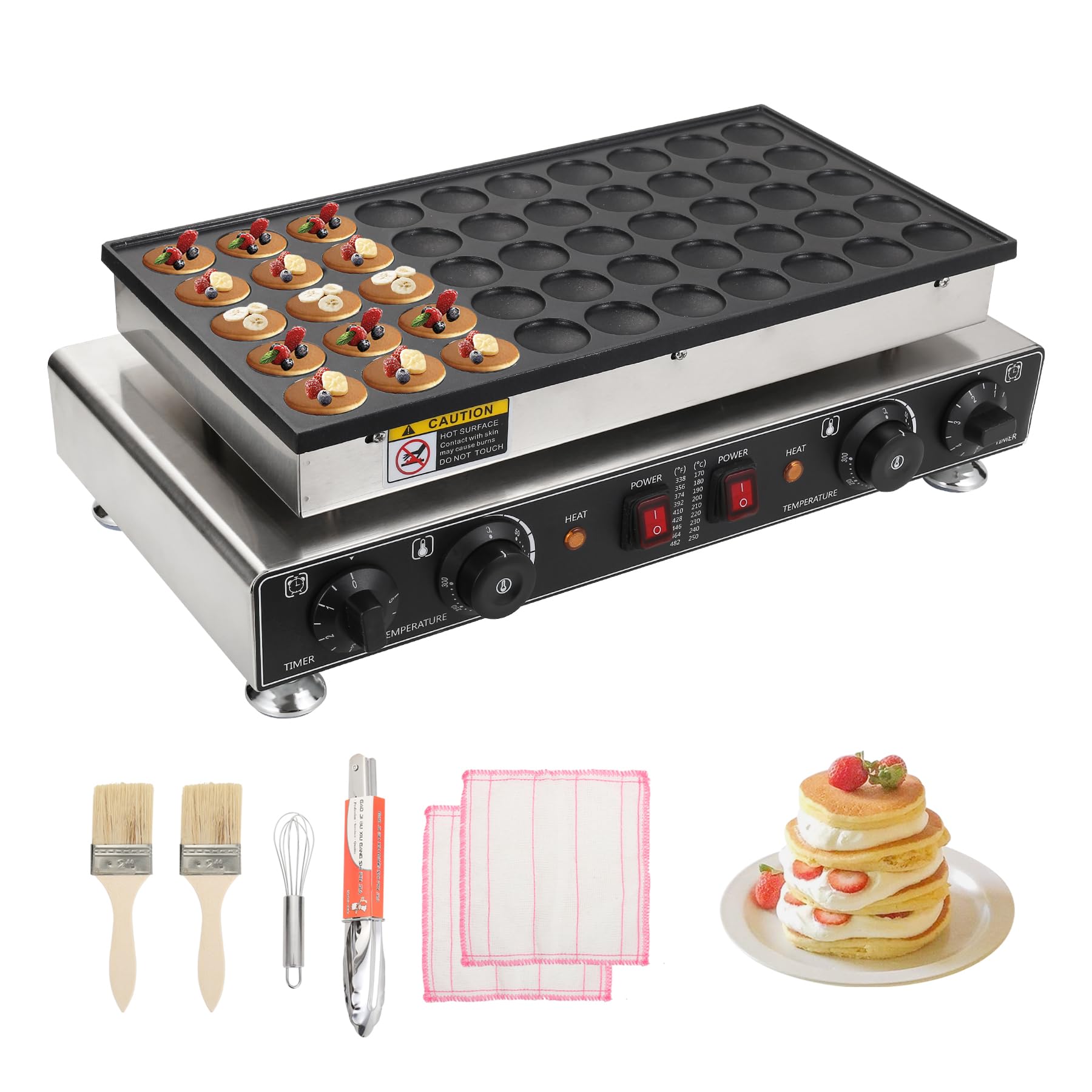 110V Mini Dutch Pancake Baker, 50PCS Electric Nonstick Pancake Maker 1800W, 1.6" Commercial Muffin Maker Machine for Home Kitchen Restaurant Snack