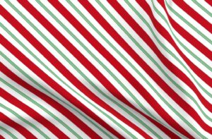 spoonflower fabric - christmas candy cane stripe diagonal stripes green red whimsical printed on petal signature cotton fabric fat quarter - sewing quilting apparel crafts decor