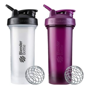 blenderbottle classic v2 shaker bottle perfect for protein shakes and pre workout, 28-ounce, colors may vary, 2 pack