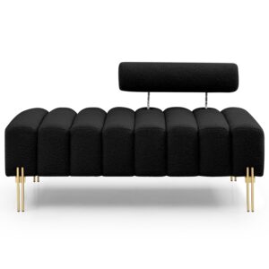 ivoros modern sofa couch loveseat bench, upholstered tufted settee love seat with gold legs and adjustable backrest, small sofas and couhes end of bed for living room, bedroom, shops 53.2"-black