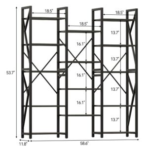 GAOMON Triple Wide 5 Tier Book Shelf, 70.8” Tall Bookcase with 14 Open Shelves, Large Industrial Bookshelves and Bookcases with Metal Frame for Home Office, Study Room, Living Room-Black