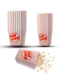 25 pack popcorn boxes movie night popcorn bags for party red and white popcorn bags for popcorn vintage snack box concession and carnival party supplies, individual popcorn bucket containers (25)