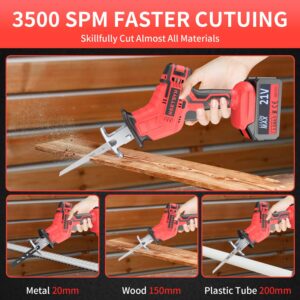 Reciprocating Saw Cordless， Battery Operated Sawzall With 9 Saw Blades For Wood & Metal, Trees, Pvc Cutting, And Fast Charger/Efficient Cutting