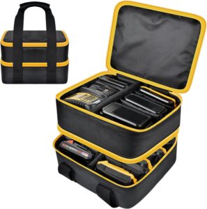 steadtep large battery storage bag for dewalt/for milwaukee 20v/ 18v/ 12v battery &charger, tool batteries carrying case cover for 20v 60v 2.0/3.0/4.0/5.0/6.0/9.0-ah battery - double layer (box only)