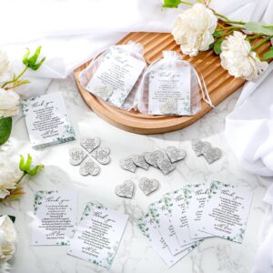 Tandefio 50 Sets Wedding Favors for Guests Bulk Heart Shaped Tokens Thank You Cards with Organza Gift Bags Party Souvenirs for Wedding Bridal Shower Love Laughter and Happily Ever After Tokens