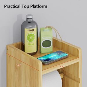 TRIFEBLE Bathroom Storage Cabinet, Small Bathroom Cabinet Organizer, Toilet Paper Storage Cabinet, Bamboo Bathroom Floor Cabinet with Rattan Door, Bathroom Furniture for Small Spaces, Natural