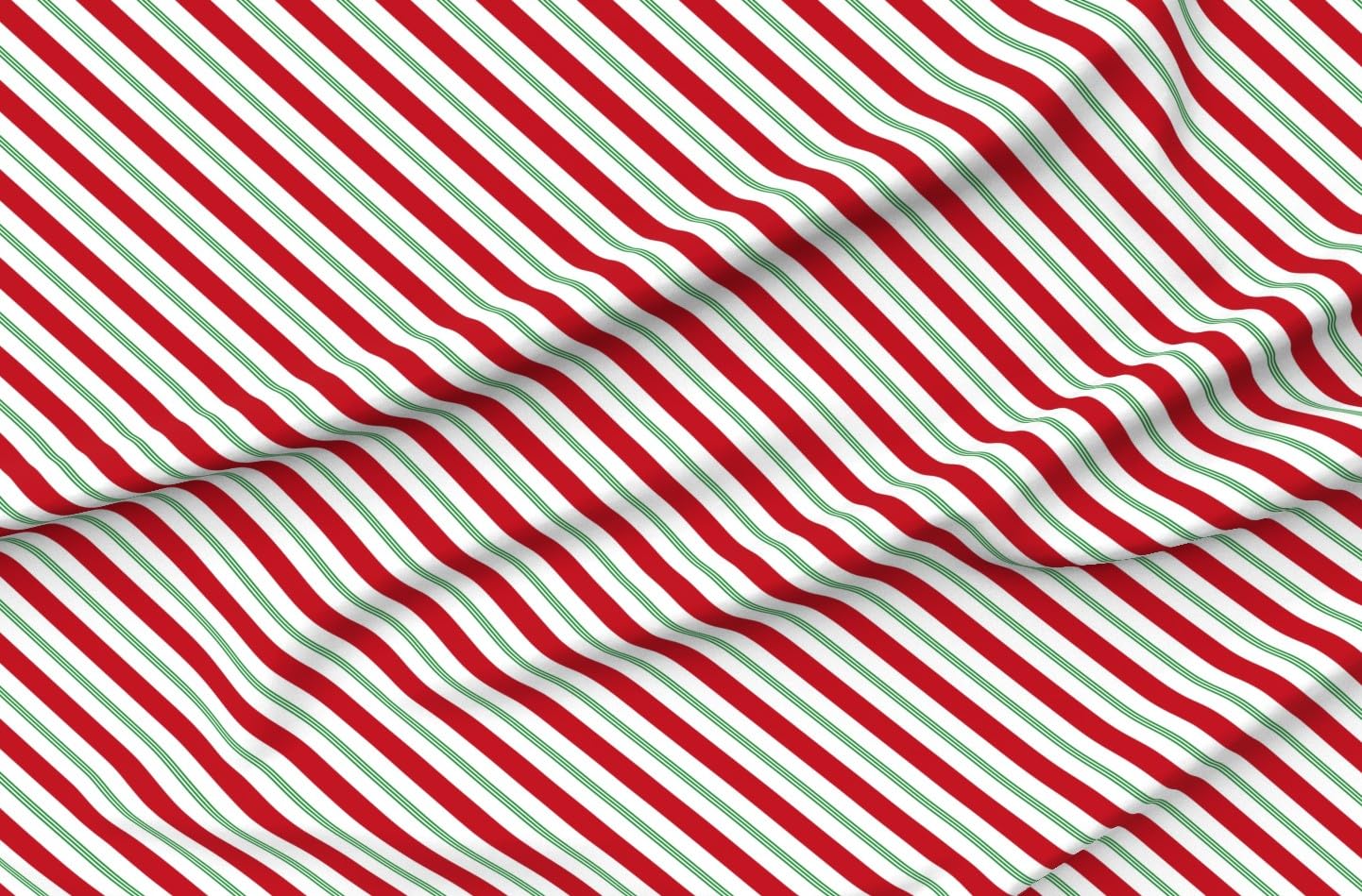 Spoonflower Fabric - Christmas Candy Cane Stripe Diagonal Stripes Green Red Whimsical Printed on Petal Signature Cotton Fabric Fat Quarter - Sewing Quilting Apparel Crafts Decor