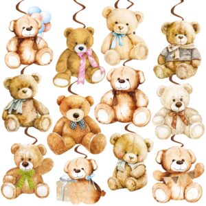 20pcs bear baby shower party hanging swirls teddy bear baby shower decorations we can bearly wait ceiling swirls for brown bear kids birthday gender reveal wedding bridal shower party supplies