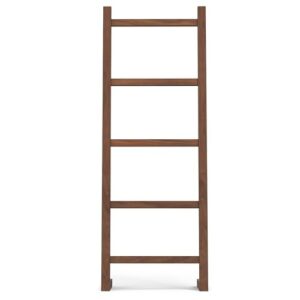 SIMPLIHOME Bray Solid Acacia Wood Contemporary Bath Towel and Blanket Ladder Shelf, 23 inch, Natural Walnut