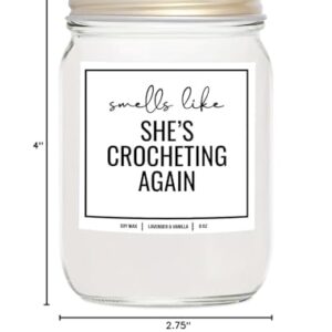 YouNique Designs Candle Gifts for Crocheters 8oz - Crocheting Gifts for People Who Crochet - Cool Gifts for Crochet Lovers - Gifts for Someone Who Crochets, Gift for Crocheter (Lavender & Vanilla)