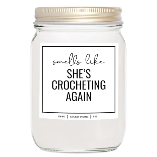 YouNique Designs Candle Gifts for Crocheters 8oz - Crocheting Gifts for People Who Crochet - Cool Gifts for Crochet Lovers - Gifts for Someone Who Crochets, Gift for Crocheter (Lavender & Vanilla)