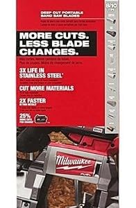 for Milwaukee 48-39-0601 44-7/8" 8/10 TPI Extreme Deep Cut Band Saw Blade - 3 PK