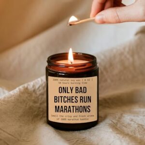 Only Bad Bitches Run Marathons Candle - Gift for Marathon Runner - Marathon Gift Candle - Marathon Girl Gift - Gift for Him Her