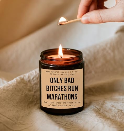 Only Bad Bitches Run Marathons Candle - Gift for Marathon Runner - Marathon Gift Candle - Marathon Girl Gift - Gift for Him Her