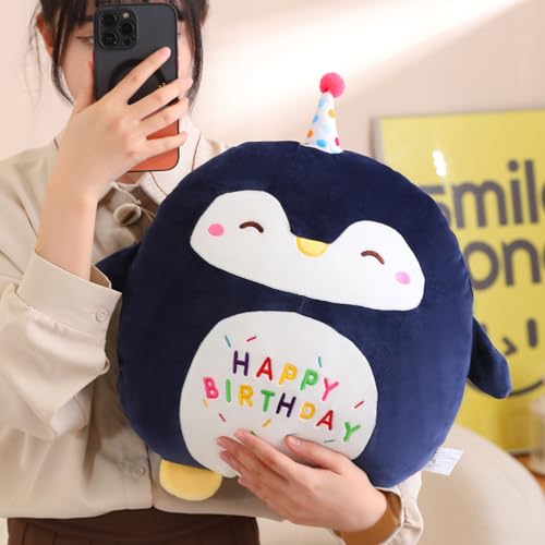 Fawowe Penguin Plush Toy Penguin Stuffed Animal Cute Birthday Penguin Plushies Pillow Soft Happy Birthday Plush Toy Gifts for Kids Home Decor