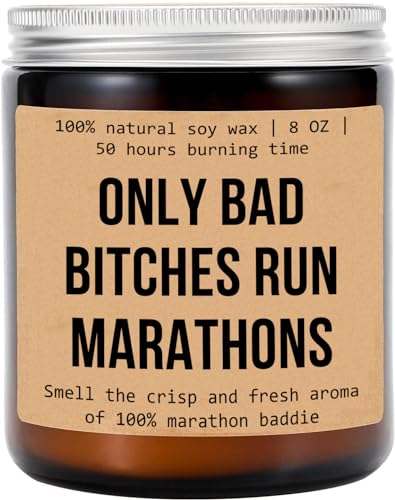 Only Bad Bitches Run Marathons Candle - Gift for Marathon Runner - Marathon Gift Candle - Marathon Girl Gift - Gift for Him Her