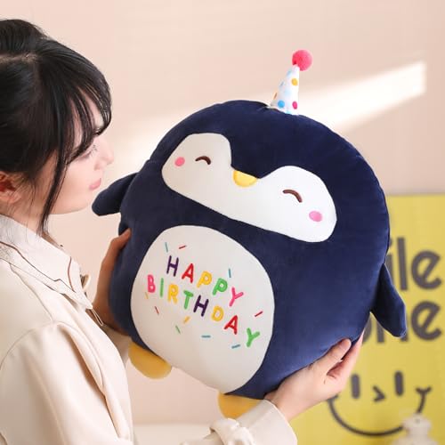 Fawowe Penguin Plush Toy Penguin Stuffed Animal Cute Birthday Penguin Plushies Pillow Soft Happy Birthday Plush Toy Gifts for Kids Home Decor