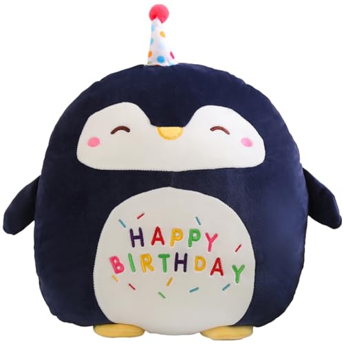 Fawowe Penguin Plush Toy Penguin Stuffed Animal Cute Birthday Penguin Plushies Pillow Soft Happy Birthday Plush Toy Gifts for Kids Home Decor