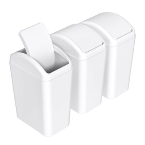 yesdate 3-pack 4.5 gallon plastic trash can with swing lid, swing-top waste can, white