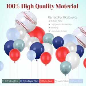 FunHot Baseball Balloon Arch Garland Kit, Navy Blue and Red Balloon Garland with White Balloons Baseball Foil Balloons Birthday Party for Men Boys Sports Baseball Graduation Party Decorations