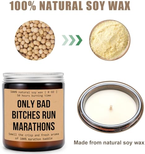 Only Bad Bitches Run Marathons Candle - Gift for Marathon Runner - Marathon Gift Candle - Marathon Girl Gift - Gift for Him Her