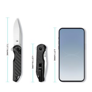 Kizer Assassin Pocket Knife, 3.04" 154CM Steel Blade, Folding Knife, Black Carbon Fiber and G10 Handle, EDC Knife with Flipper Opener, V3549C3