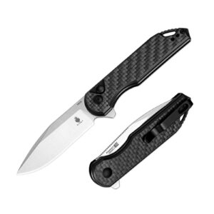 kizer assassin pocket knife, 3.04" 154cm steel blade, folding knife, black carbon fiber and g10 handle, edc knife with flipper opener, v3549c3