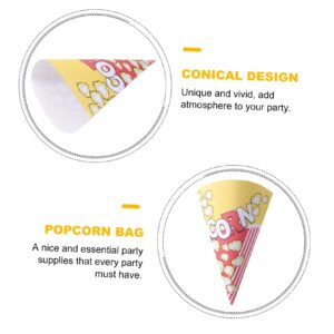 50pcs Popcorn Triangle Paper Bags Cone Shaped Treat Bags Striped Mini Bags Mini Snacks Snack Holder Bag Snacks for Kids Baby Shower Decorations Food Supplies Child