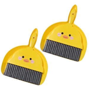 orfofe 2 sets mini broom and dustpan for desktop cleaning compact handheld tools for students and home use ideal for tables keyboards and countertops