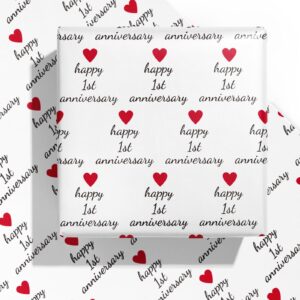 wrapaholic anniversary wrapping paper sheet - 6 sheets 1st anniversary design folded flat for birthday, anniversary, valentines day, party - 19.7 inch x 27.5 inch per sheet