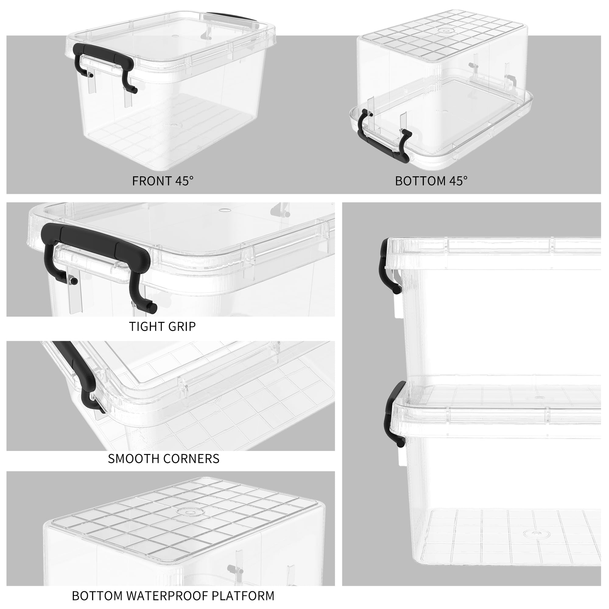 Cetomo 3.2Qt*20 Plastic Storage Bins, Stack Storage Box, No-Frills, Clear, 3.2Quart, Set of 20