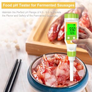 GISNPA Digital pH Meter for Food, 0.01 Resolution High Accuracy Food pH Tester with Backlit LCD Display and ATC for Meat, Bread, Canning, Brewing, Cheese, Solid Sampling, Soft Soil and Water