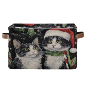 senya christmas basket, christmas cats with hat foldable fabric collapsible storage bins organizer bag for storage clothes