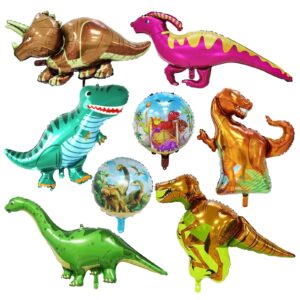 8 pieces dinosaur balloons 46 inch dino foil balloons dinosaur birthday party mylar helium balloons for kids birthday baby shower jungle dinosaur theme party decorations supplies