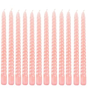 10 inch pink taper candle, set of 12,tapered candle burn for 8 hours, long candle sticks,tall candlesticks, taper spiral candles, dinner candle party, wedding, halloween (25cm, pink)