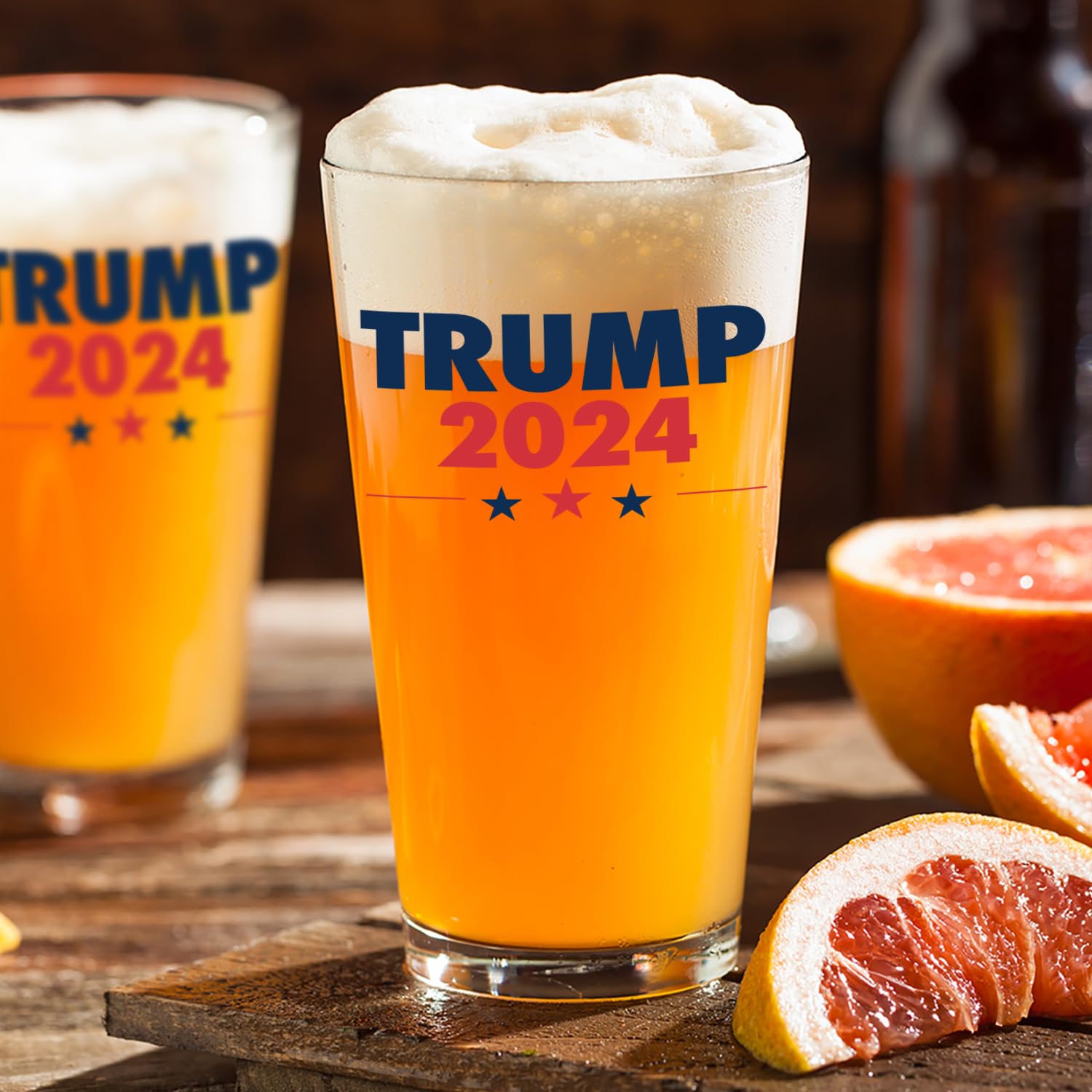 Patriots Cave Trump 2024 16 OZ Pint Glass | Gift Box Included | Will Not Fade & Made In USA & Dishwasher Safe | Patriotic Gift for Dad, Beer Gift for Husband, Maga Trump Merch