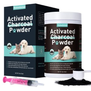 activated charcoal for dogs, 8oz powder detox and digestive aid, for poisoning treatment, gas relief & liver support, safe for all pets, non-gmo, gluten-free