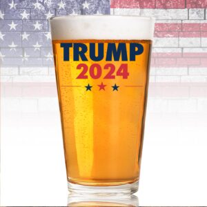 Patriots Cave Trump 2024 16 OZ Pint Glass | Gift Box Included | Will Not Fade & Made In USA & Dishwasher Safe | Patriotic Gift for Dad, Beer Gift for Husband, Maga Trump Merch